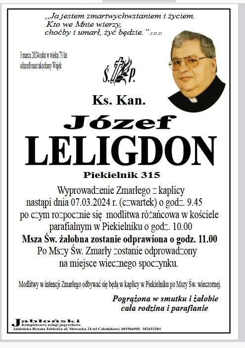 [24tp.pl] Ks. kan. Józef Leligdon