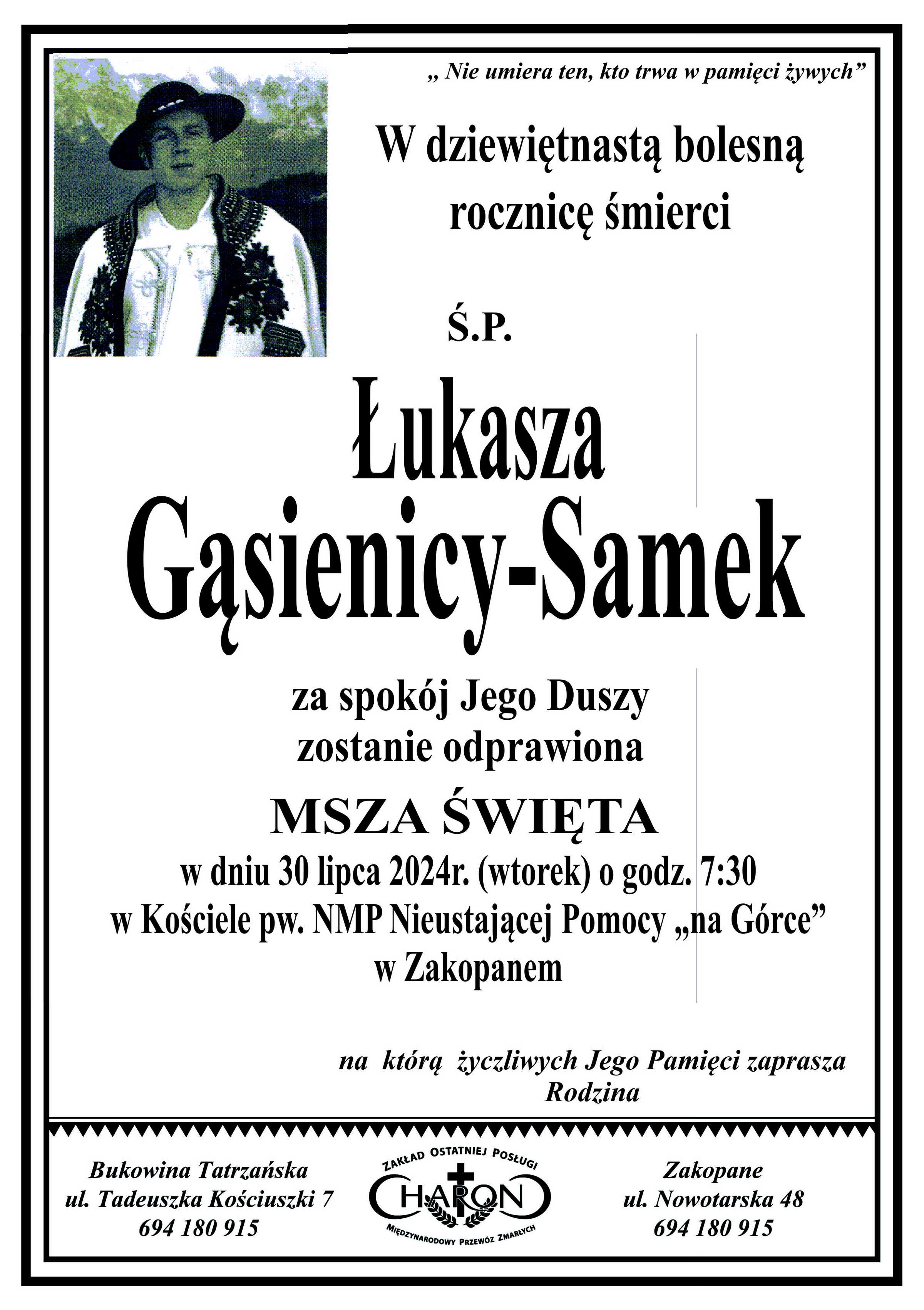 [24tp.pl] Łukasz Gąsienica Samek (ROCZNICA ŚMIERCI)
